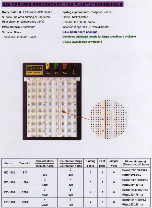 PRODUCT Breadboard(EIC-1102-1108) : บริษัท นัฐพงษ์ เซลส์แอนด์เซอร์วิส จำกัด | Natthapong Sales ...