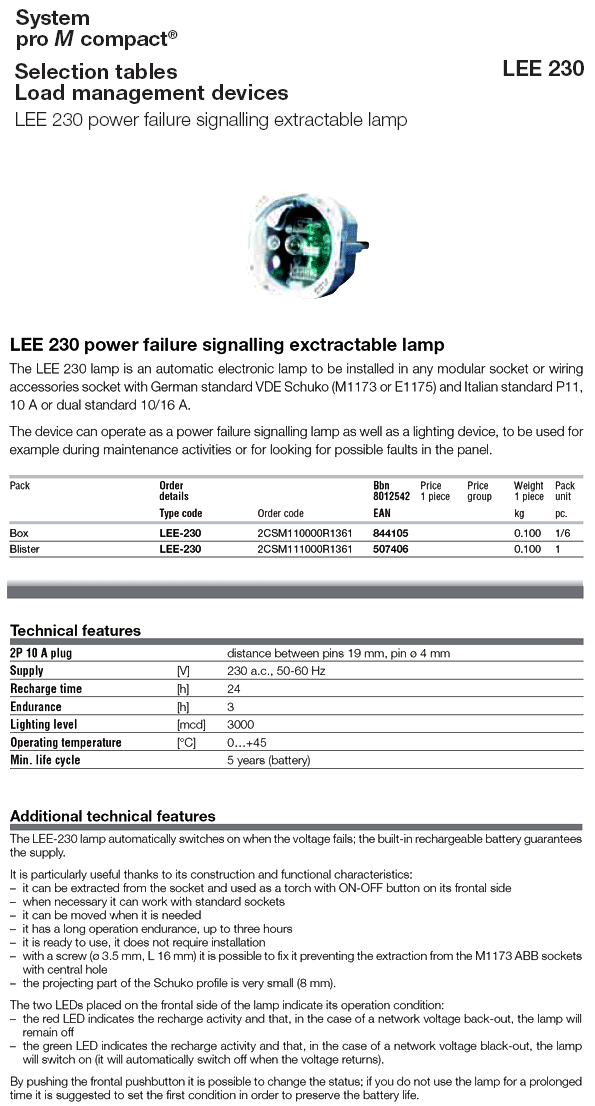 PRODUCT OTHER MODULAR DEVICES LOAD MANAGEMENT DEVICES : LEE 230 : บริษัท เอบีบี (ไทยแลนด์) จำกัด ...