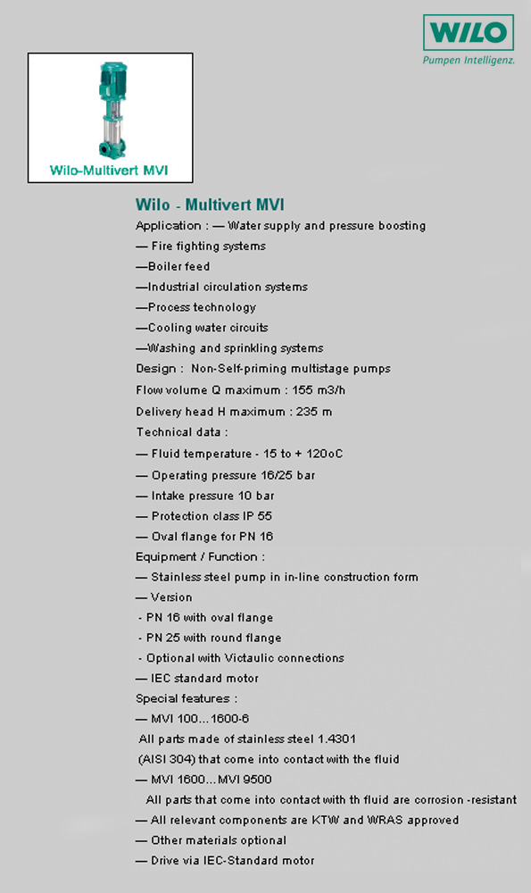 PRODUCT Wilo - Multivert MVI : บริษัท ไทยโพลิเมอร์ ซัพพลาย จำกัด | Thai Polymer Supply Co., Ltd.