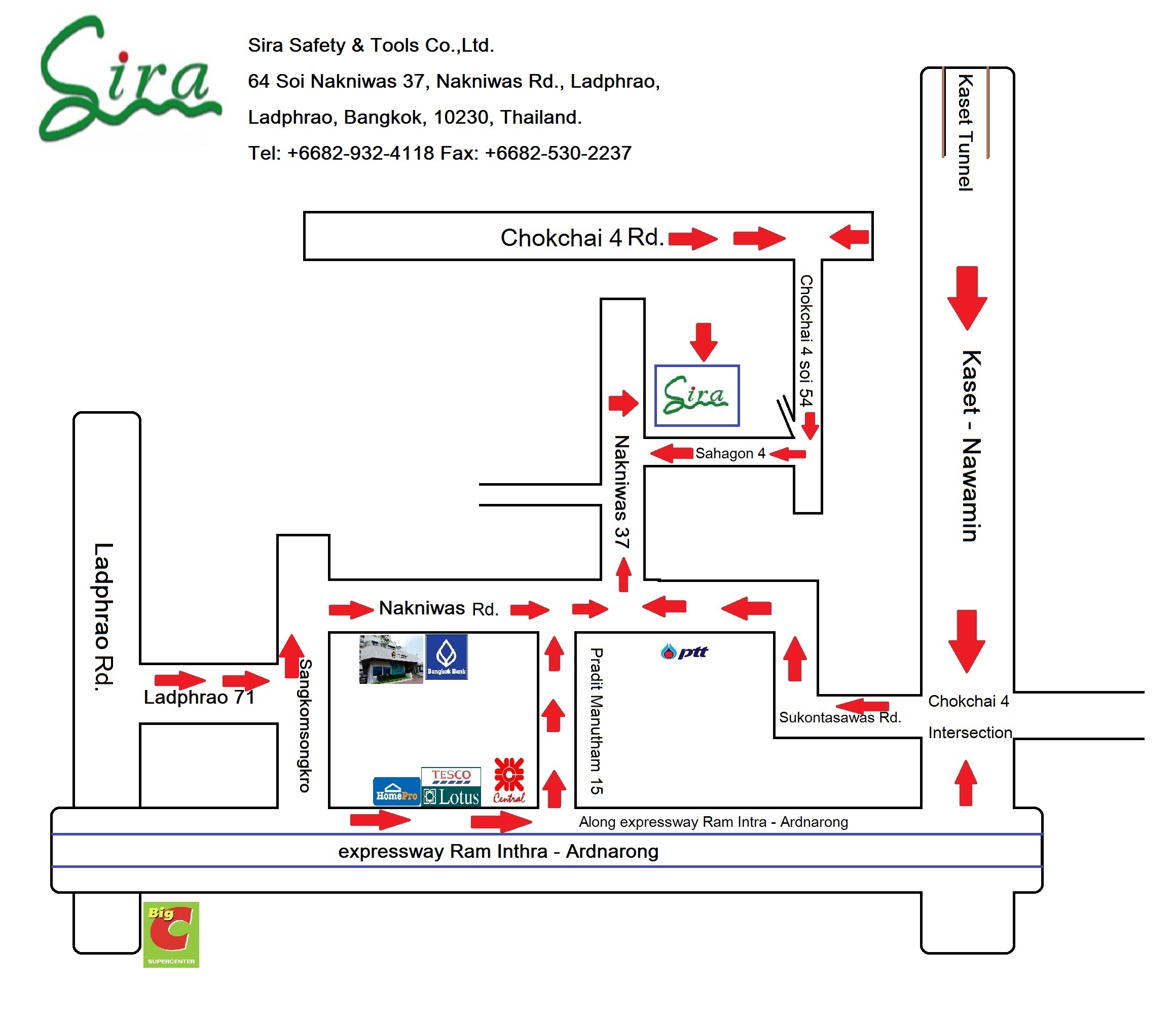 MAP : บริษัท ศิราเซฟตี้แอนด์ทูล จำกัด | SIRA SAFETY AND TOOLS CO.,LTD.