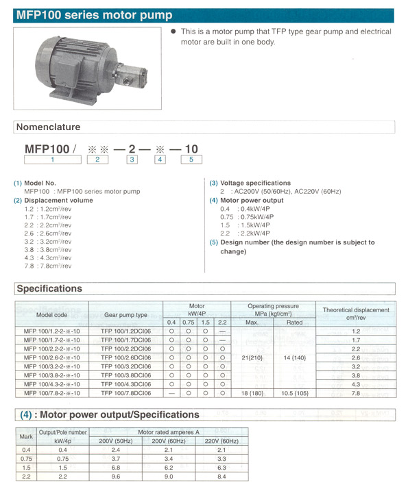 PRODUCT MFP100 series motor pump : ห้างหุ้นส่วนจำกัด เบสท์ ไลน์ ซิสเต็ม ...