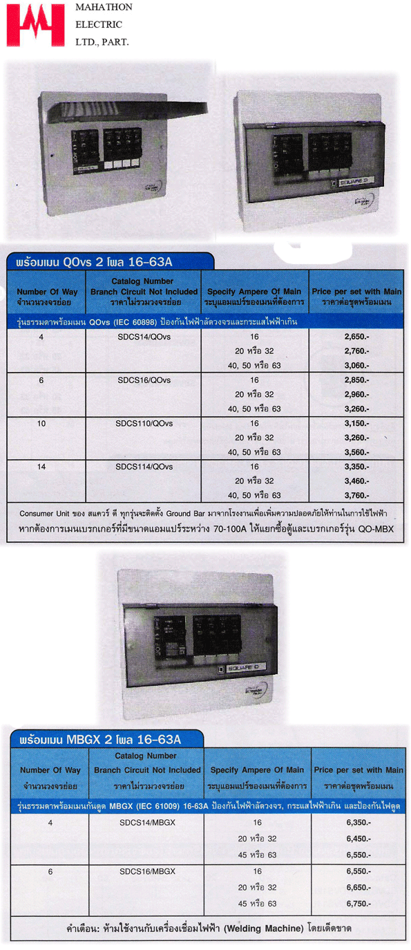 PRODUCT SQUARE D - Classic Consumer Units : หจก. มหาธน อีเลคทริค ...