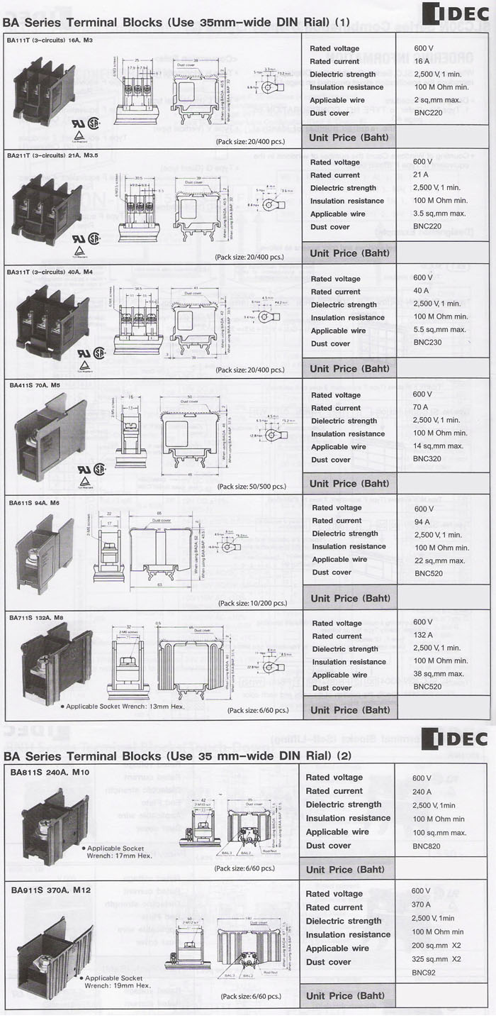 PRODUCT BA Series Terminals Blocks : หจก. มหาธน อีเลคทริค | Mahathon ...