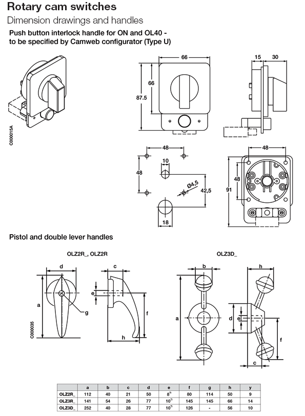 PRODUCT SWITCHES : ROTARY CAM SWITCHES DIMENSION DRAWINGS , HANDLES ...