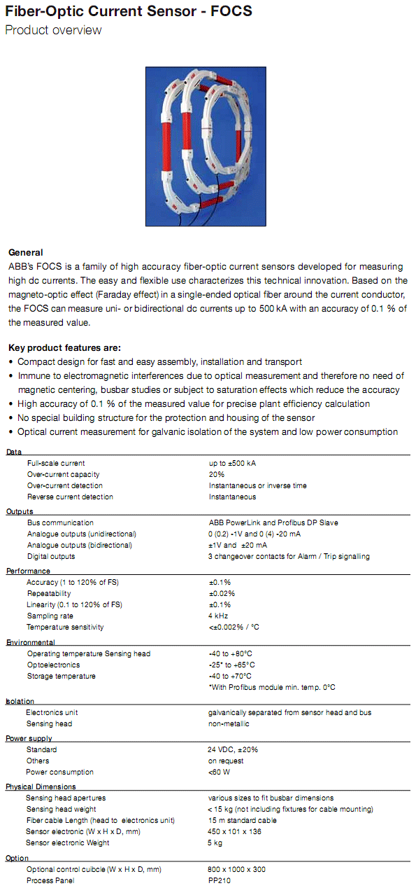 PRODUCT POWER ELECTRONICS : FIBER - OPTIC CURRENT SENSOR - FOCS ...
