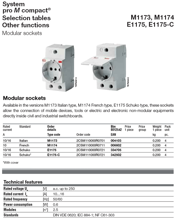 PRODUCT OTHER MODULAR DEVICES OTHER FUNCTIONS : M1173,M1174,E1175,E1175 ...