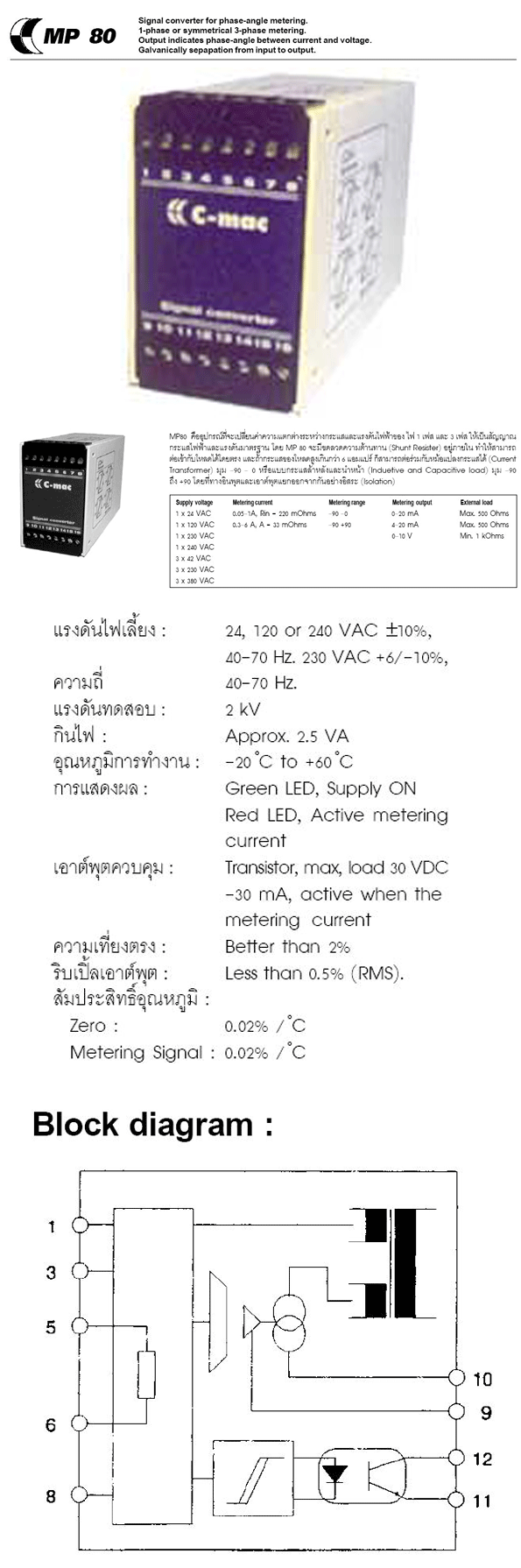PRODUCT Single converter for phase-angle meter : บริษัท ไพรมัส จำกัด ...