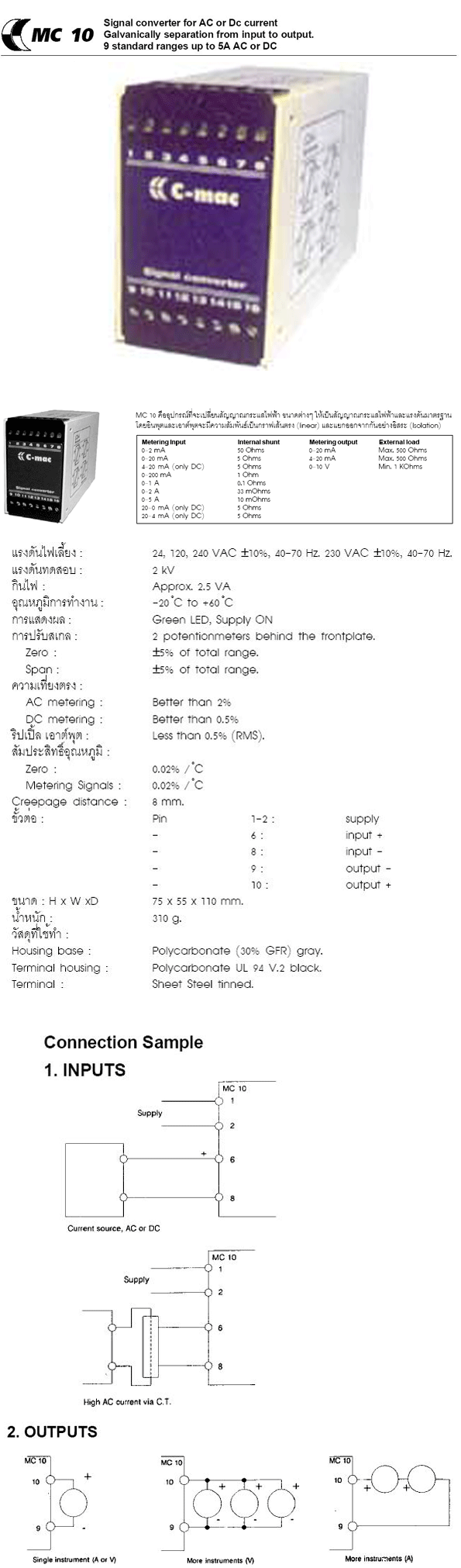 บริษัท ไพรมัส จำกัด : Isolation amplifier, current input