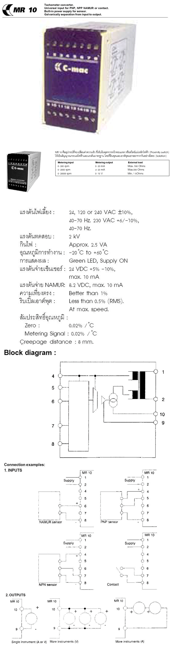 บริษัท ไพรมัส จำกัด : Tachometer converter