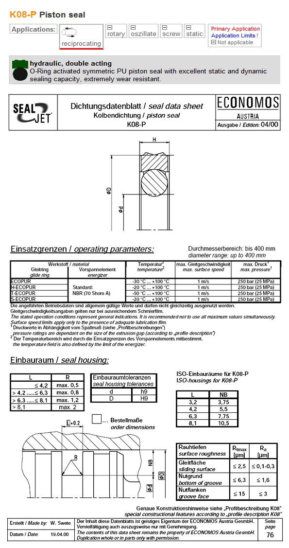 PRODUCT Piston seal K08-P : บริษัท เอสเคเอฟ-อีโคโนโมส ซีลลิ่ง โซลูชั่น ...