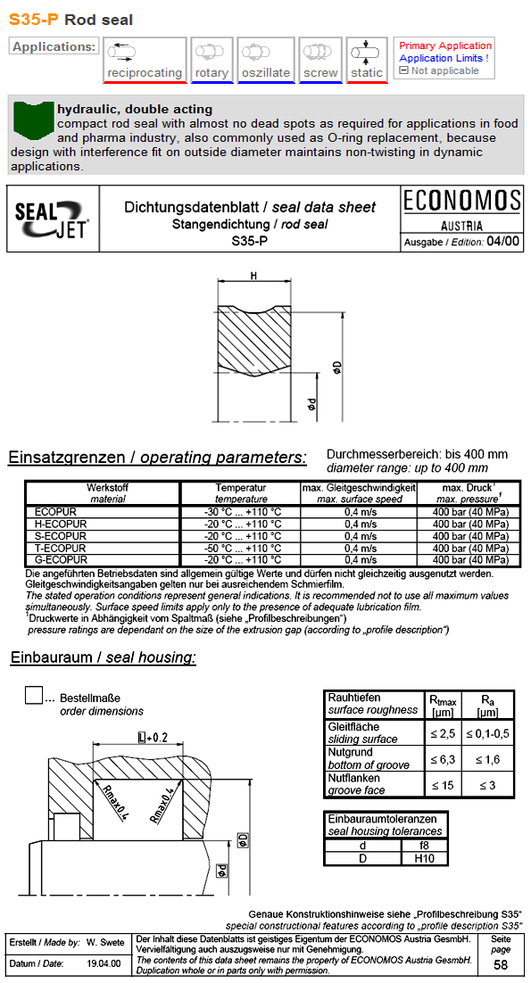 PRODUCT Rod seal S35-P : บริษัท เอสเคเอฟ-อีโคโนโมส ซีลลิ่ง โซลูชั่นส์ ...
