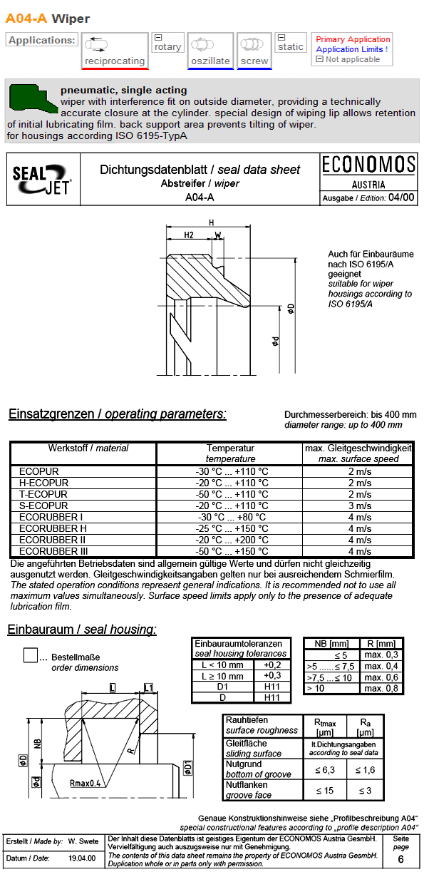 PRODUCT Wiper seal A04-A : บริษัท เอสเคเอฟ-อีโคโนโมส ซีลลิ่ง โซลูชั่นส์ ...