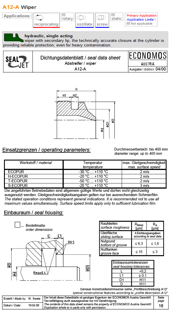 PRODUCT Wiper seal A12-A : บริษัท เอสเคเอฟ-อีโคโนโมส ซีลลิ่ง โซลูชั่นส์ ...