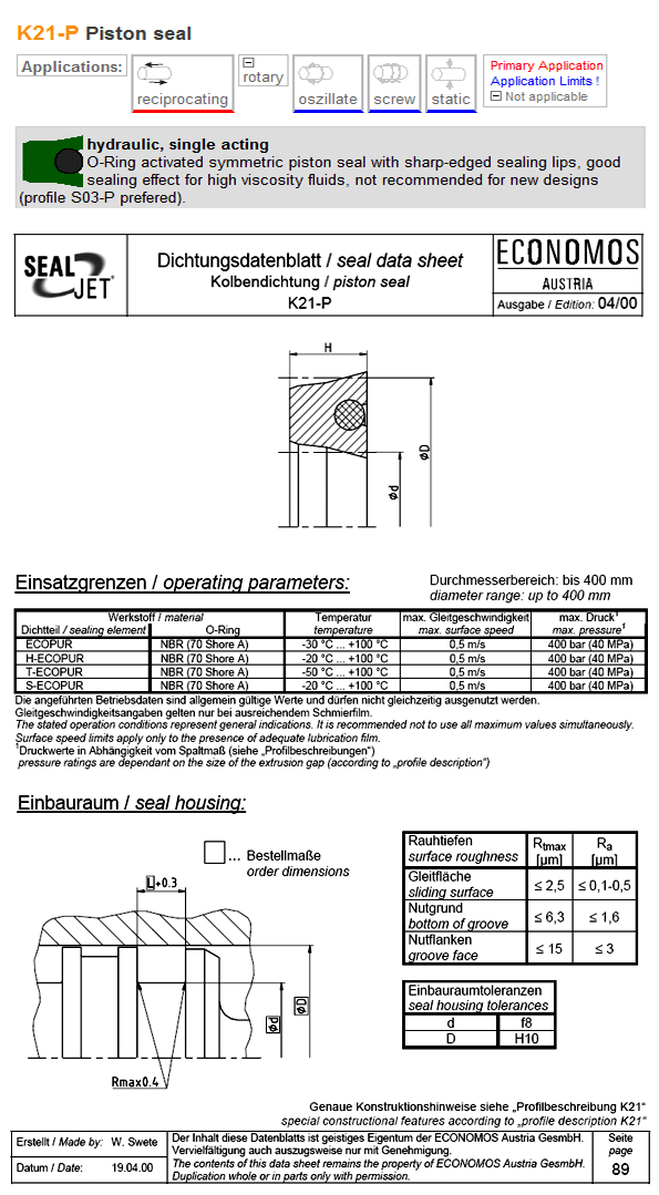 PRODUCT Piston seal K21-P : บริษัท เอสเคเอฟ-อีโคโนโมส ซีลลิ่ง โซลูชั่น ...