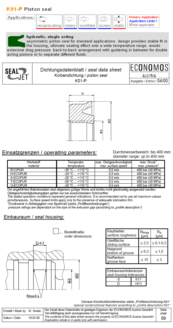 PRODUCT Piston seal K01-P : บริษัท เอสเคเอฟ-อีโคโนโมส ซีลลิ่ง โซลูชั่น ...