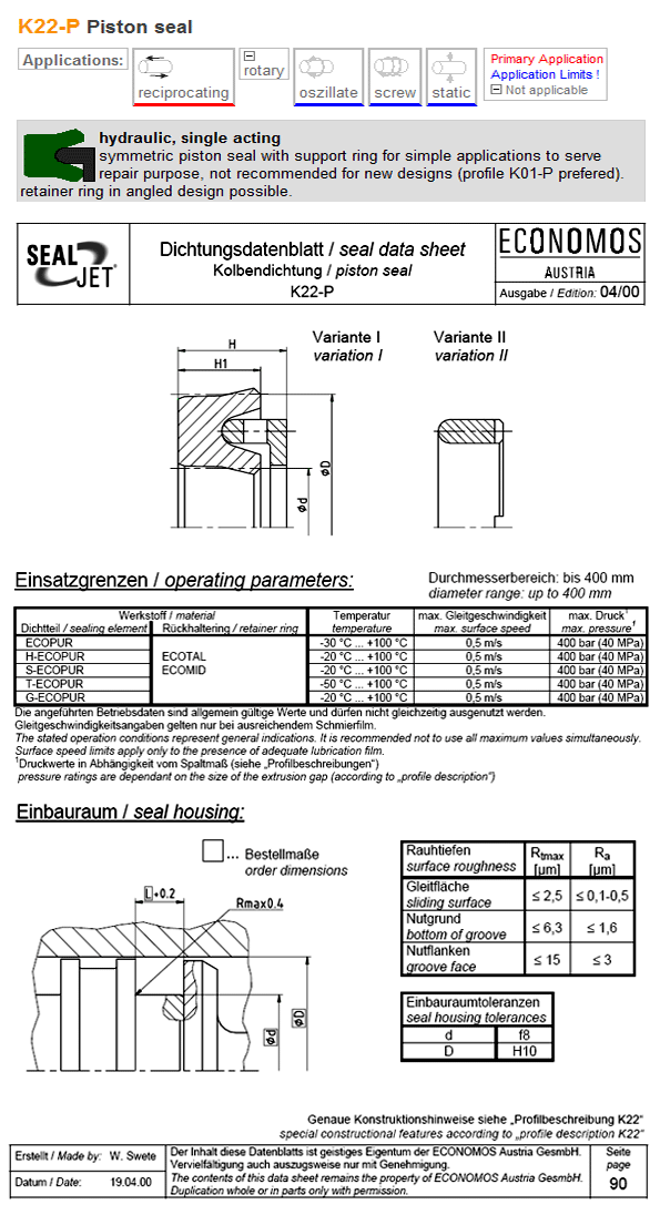 PRODUCT Piston seal K22-P : บริษัท เอสเคเอฟ-อีโคโนโมส ซีลลิ่ง โซลูชั่น ...