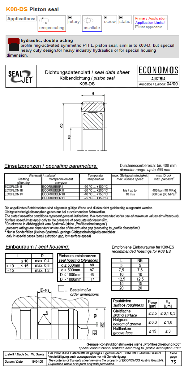 PRODUCT Piston seal K08-DS : บริษัท เอสเคเอฟ-อีโคโนโมส ซีลลิ่ง โซลูชั่น ...