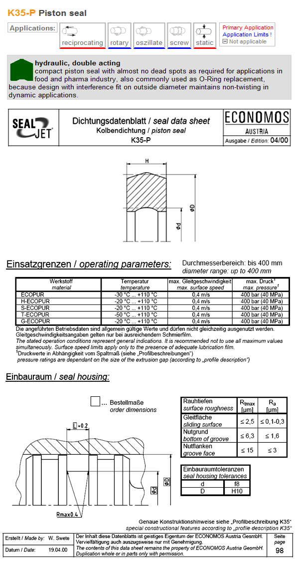 PRODUCT Piston seal K35-P : บริษัท เอสเคเอฟ-อีโคโนโมส ซีลลิ่ง โซลูชั่น ...