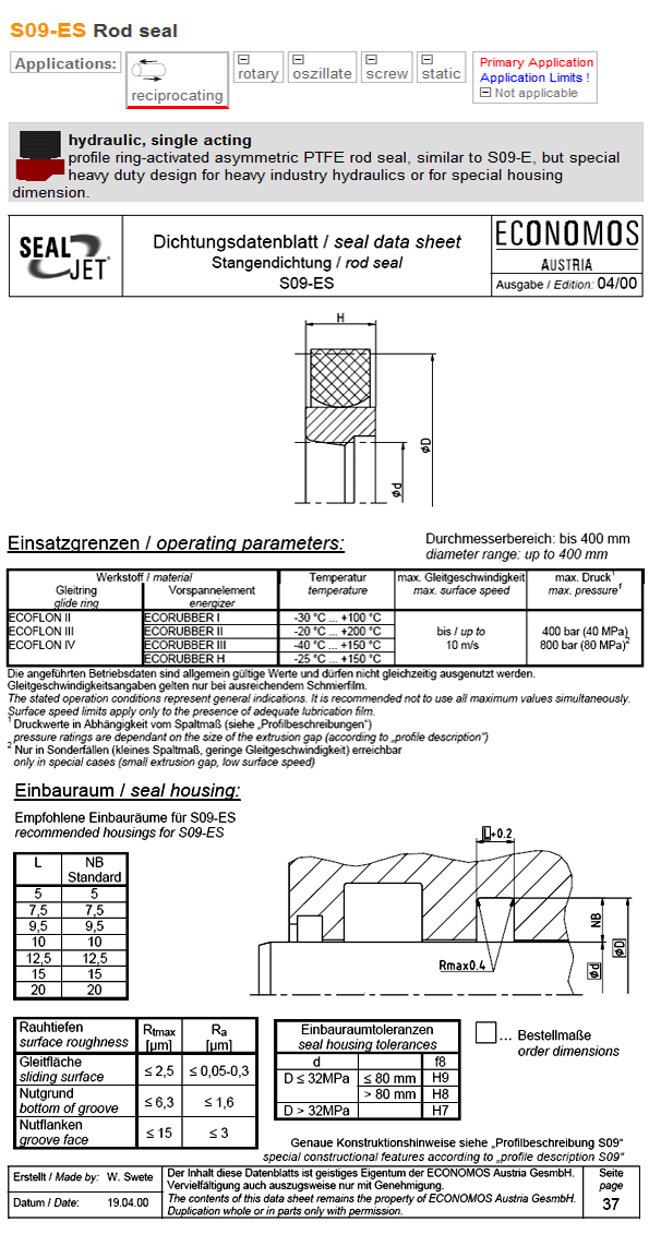PRODUCT Rod seal S09-ES : บริษัท เอสเคเอฟ-อีโคโนโมส ซีลลิ่ง โซลูชั่นส์ ...