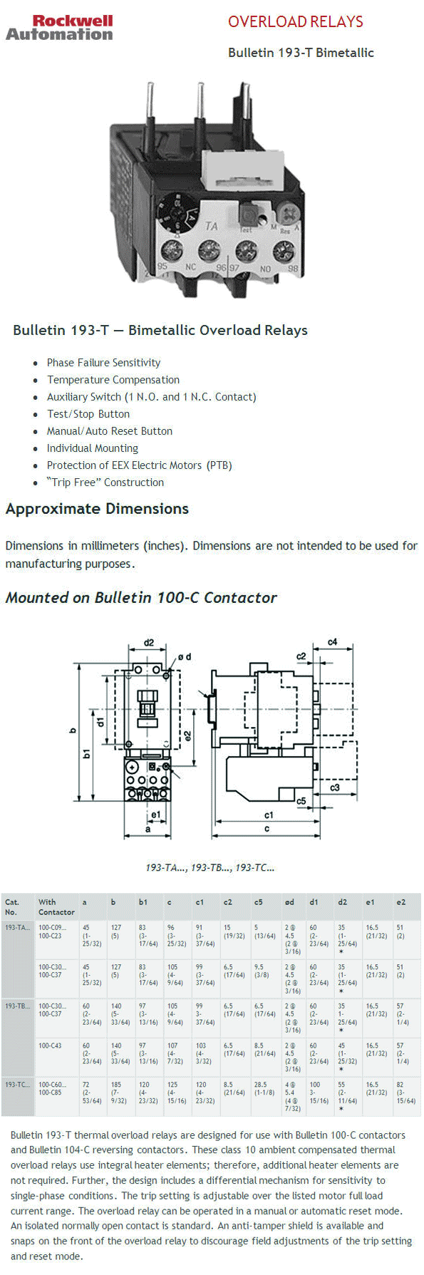 PRODUCT Overload Relays : บริษัท ร็อกเวล ออโตเมชั่น จำกัด | Rockwell ...