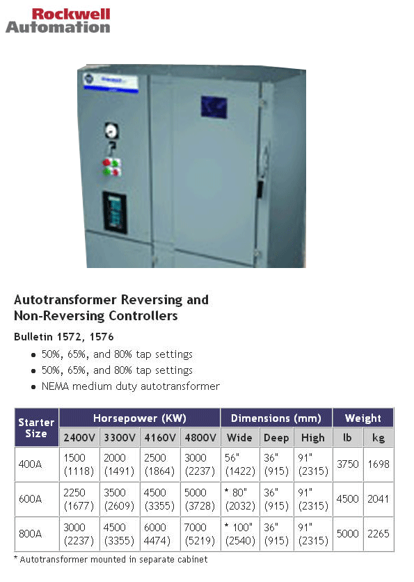 PRODUCT Autotransformer Reversing and Non-Reversing Controllers ...