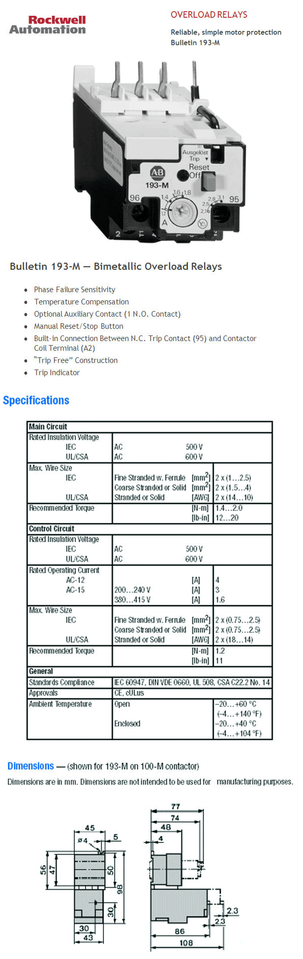 PRODUCT Overload Relays : บริษัท ร็อกเวล ออโตเมชั่น จำกัด | Rockwell ...