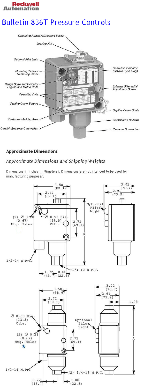 PRODUCT Bulletin 836T Pressure Controls : บริษัท ร็อกเวล ออโตเมชั่น ...
