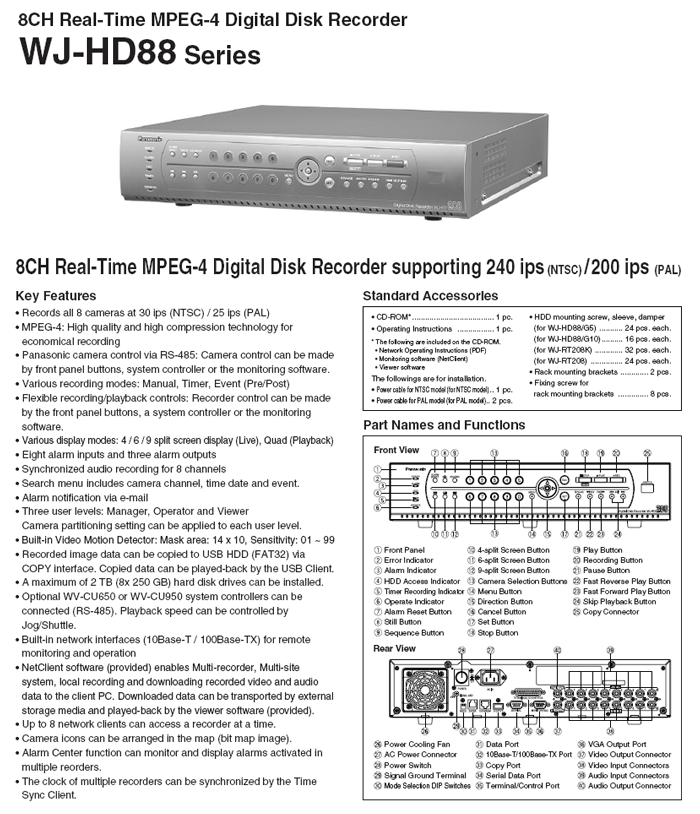 บริษัท ไทย เซอร์เวย์ เทเลคอม จำกัด : DIGITAL DISK RECORDERS : WJ-HD88 ...