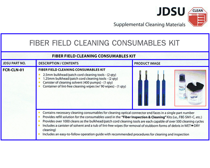 PRODUCT FIBER FIELD CLEANING CONSUMABLES KIT : บริษัท มาสทรอน (ประเทศ ...