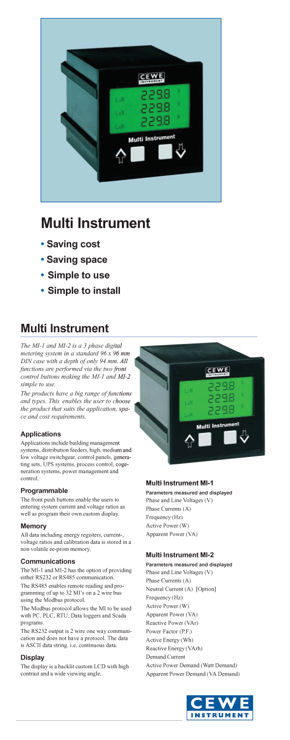 PRODUCT Energy Meter MI1, MI2 : บริษัท แอมพ์ทรอน อินสทรูเม็นท์ (ไทย ...
