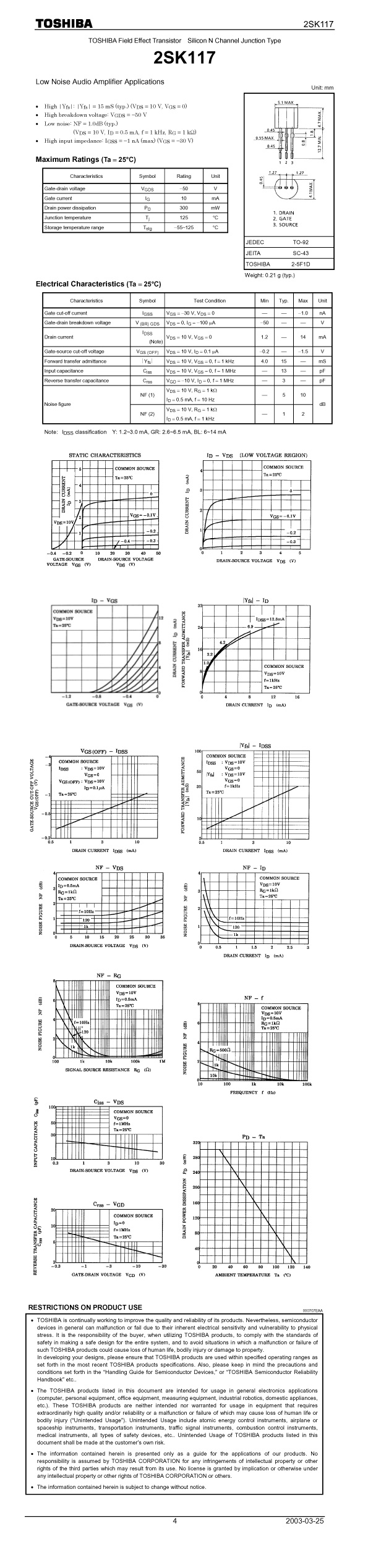 PRODUCT 2SK117GR : อีเลคทรอนิคส์ ซอร์ซ จำกัด | Electronics Source Co., Ltd.