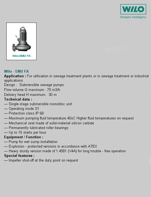 PRODUCT Wilo - EMU FA : บริษัท ไทยโพลิเมอร์ ซัพพลาย จำกัด | Thai ...