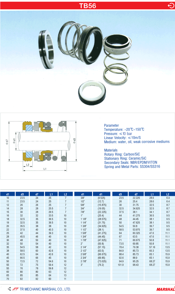 PRODUCT Mechanical Seal - TB56 : บริษัท ที อาร์ แมคคานิค มาร์แชล จำกัด ...