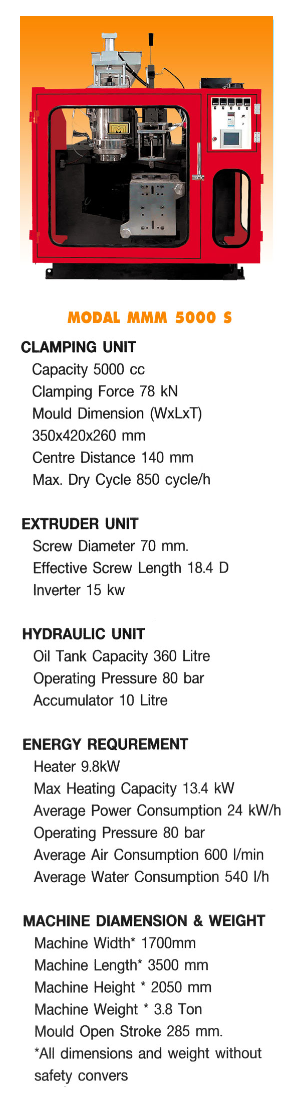 PRODUCT High speed Blow Moulding Machine : mmm 5000 S two shank shaft ...