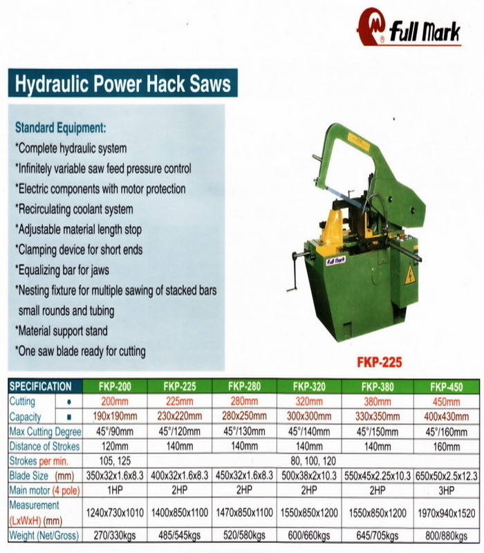 PRODUCT Hydraulic Power Hack Saws : บริษัท ไออาร์ดี เอ็นจิเนียริ่ง ...