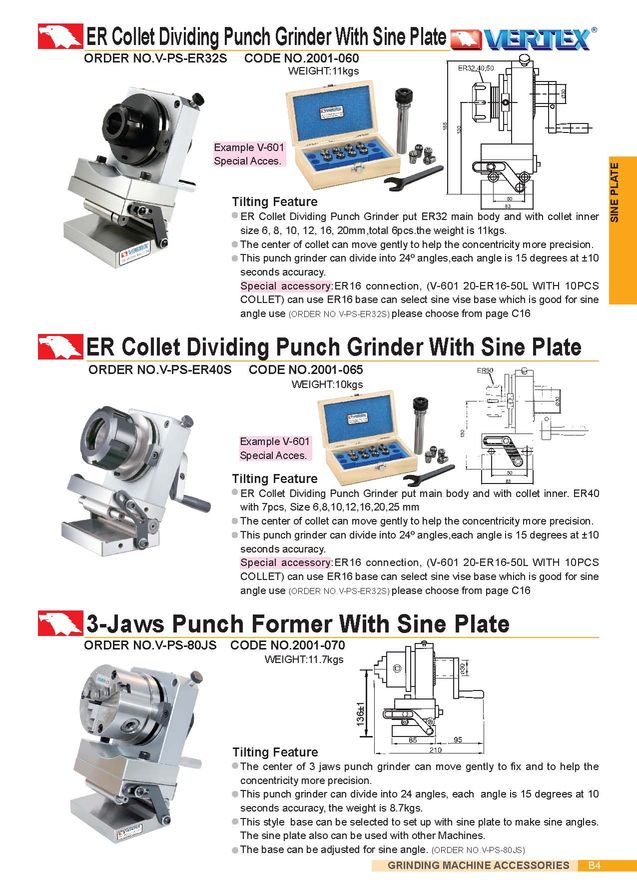 ER Collet Dividing Punch Grinder With Sine Plate