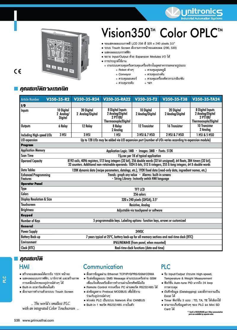 บริษัท ไพรมัส จำกัด : Vision350 Color OPLC