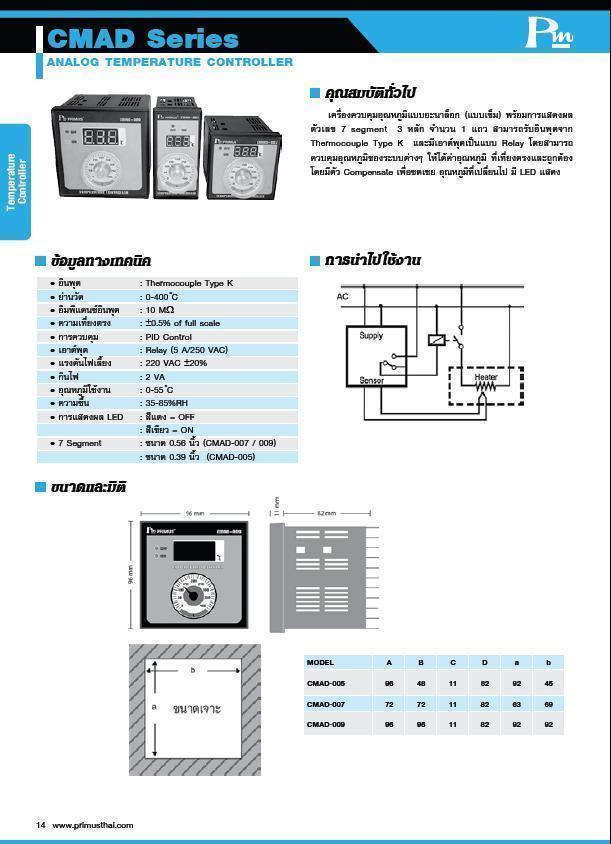 PRODUCT Analog Temperature Controller With Digital Display : บริษัท ไพ ...
