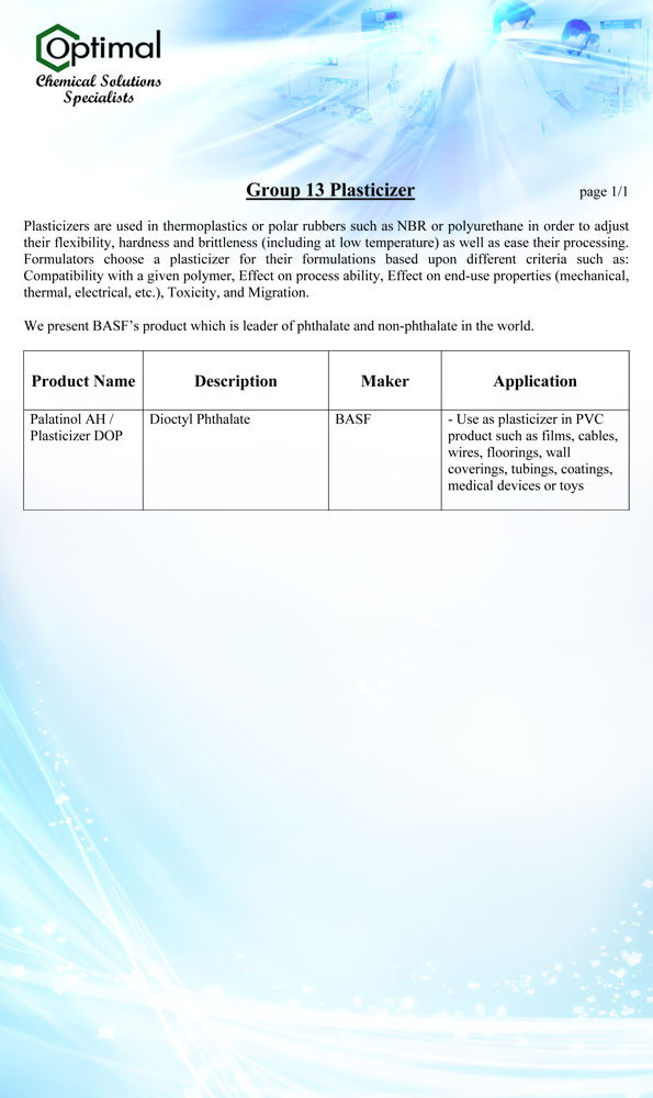 PRODUCT Plasticizer : บริษัท ออฟติมอล เทค จำกัด | Optimal Tech Company ...