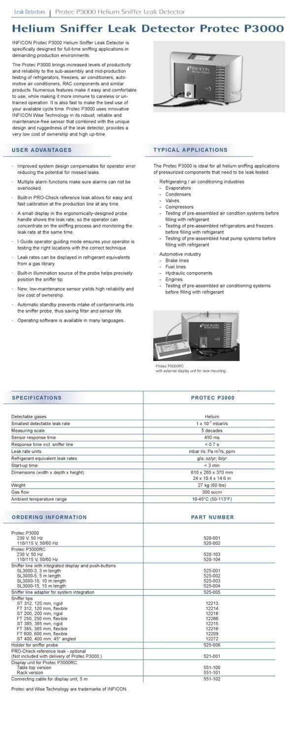 PRODUCT Protec P3000 Helium Sniffer Leak Detector : บริษัท เอส วาย เทค ...