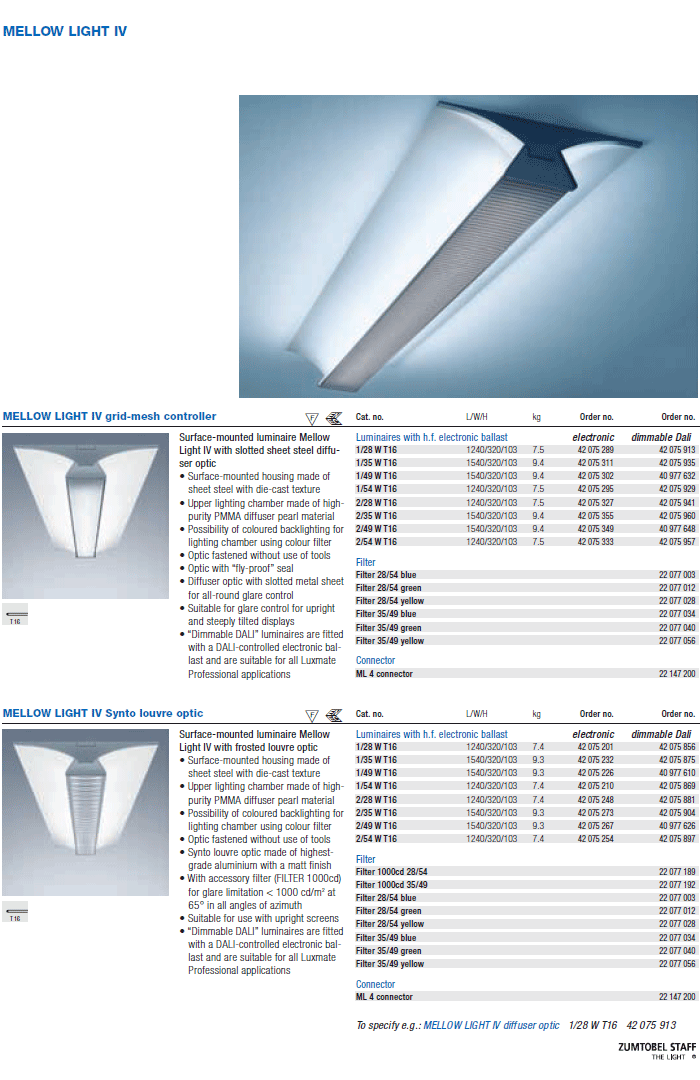 PRODUCT โคมไฟฟ้า : ZUMTOBEL : MELLOW LIGHT IV : บมจ.ไลท์ติ้ง แอนด์ อีค ...