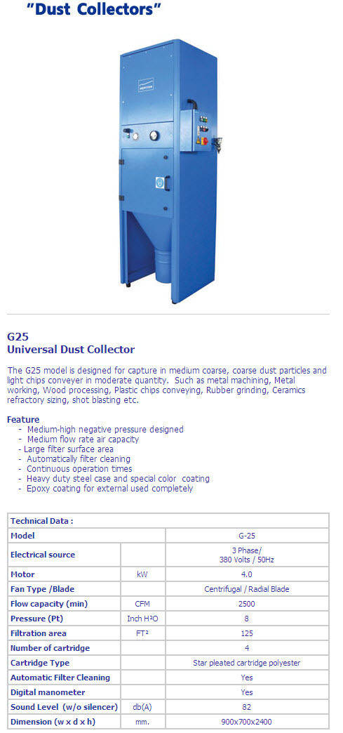 PRODUCT G25 Universal Dust Collector : ห้างหุ้นส่วนจำกัด เคปเตอร์ ...