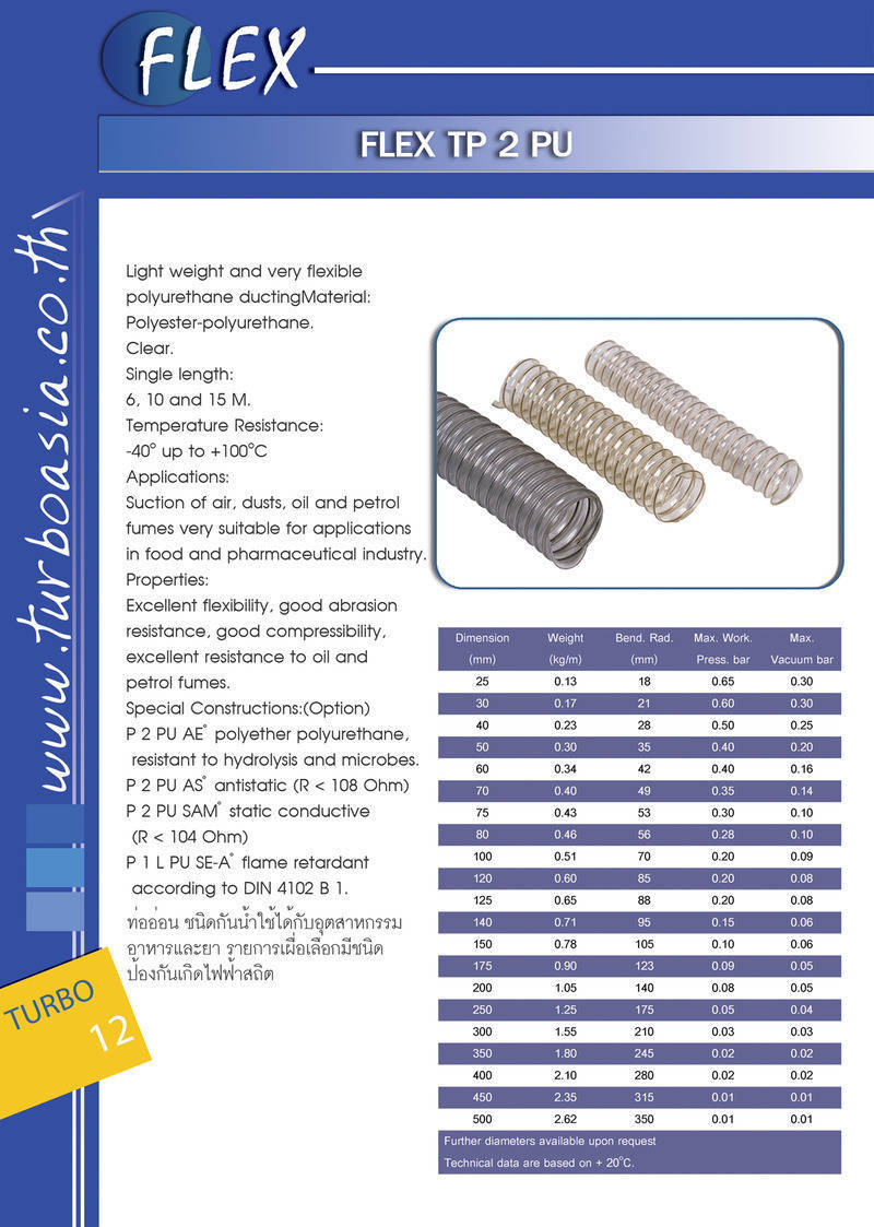 PRODUCT TURBO FLEX (Model : TFP 2 PU) : บริษัท เทอร์โบ เอเชีย แปซิฟิค ...