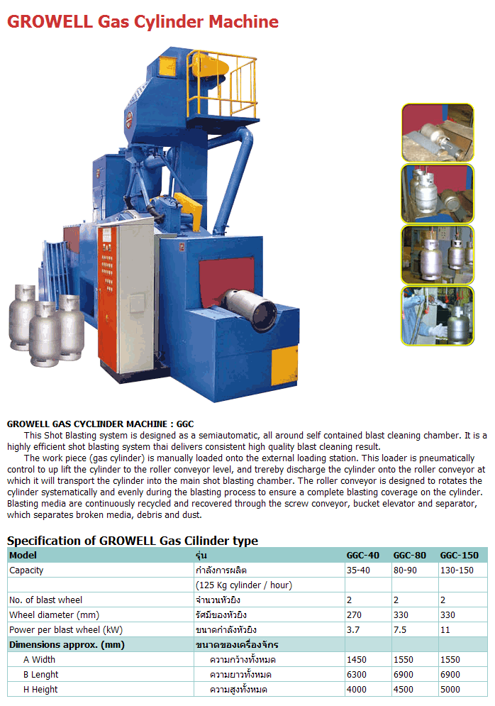 บริษัท โกรเวลแมนูแฟคเจอริ่ง จำกัด : Gas Cylinder Machine