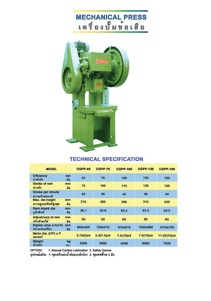 PRODUCT Mechanical Press เครื่องปั๊มข้อเสือ : บริษัท ซี.เค. แมชชินทูล ...