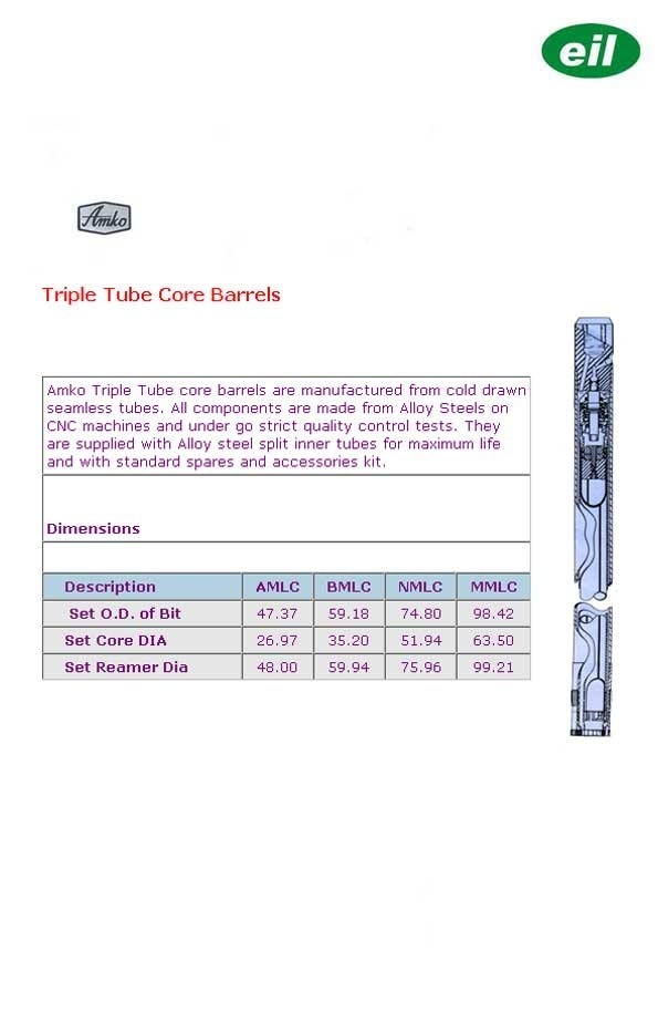 PRODUCT Triple Tube Core Barrels : อีสท์เทอร์นอิมเป็กซ์ บจก. | Eastern ...