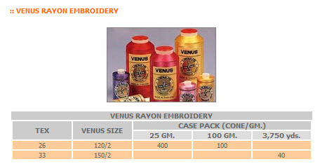 PRODUCT Venus Rayon Embroidery : บริษัท วีนัสเธร็ด จำกัด | Venus Thread ...