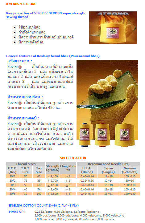 PRODUCT Venus V-Strong : บริษัท วีนัสเธร็ด จำกัด | Venus Thread Co., Ltd.