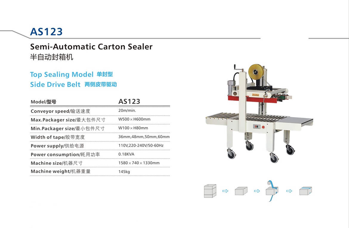 PRODUCT เครื่องปิดเทปกาวโอพีพีกึ่งอัตโนมัติ รุ่น AS123 : บริษัท สยาม ...