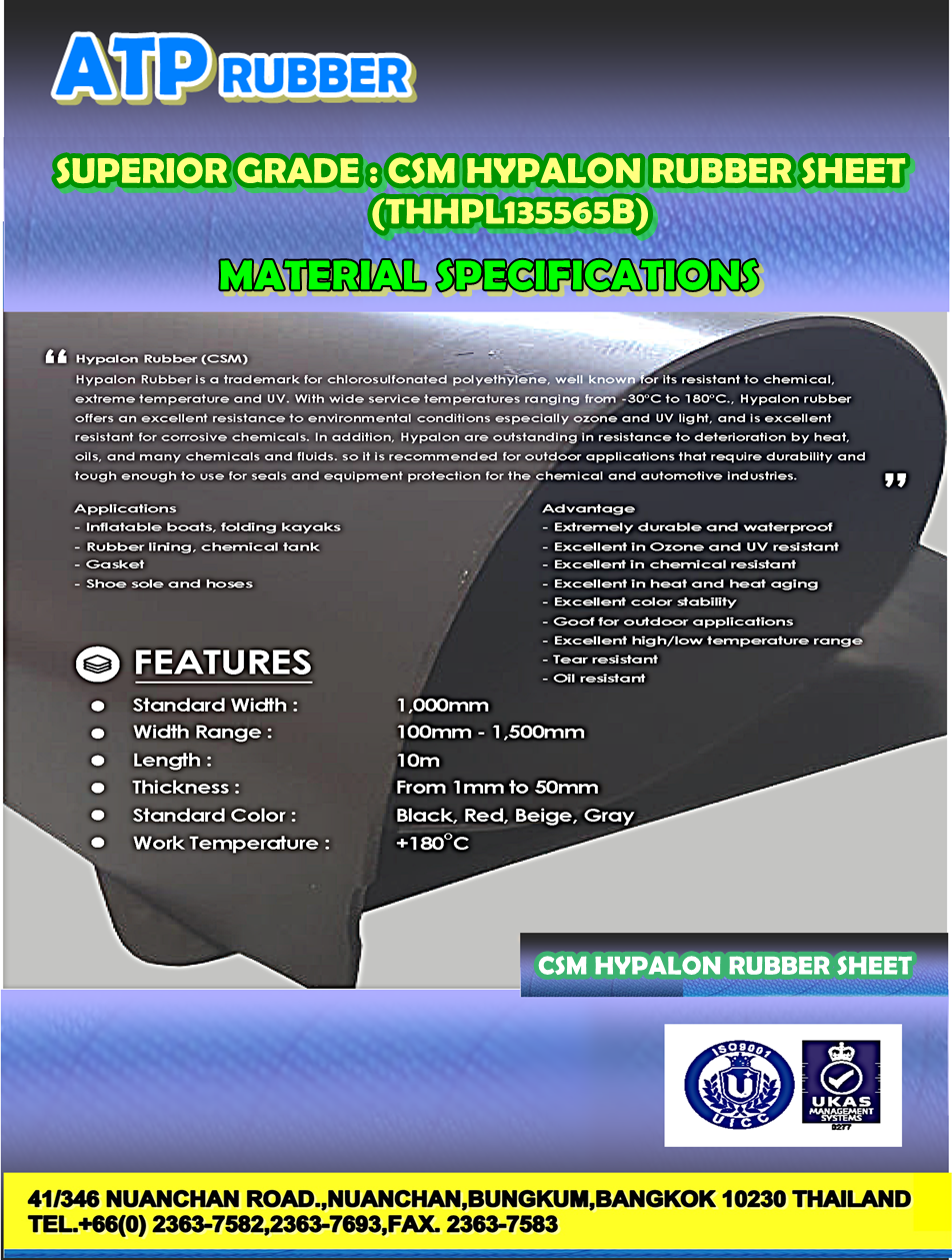 PRODUCT SUPERIOR GRADE :Hypalon Rubber Sheet [THHPL135565B] : บริษัท ออ ...
